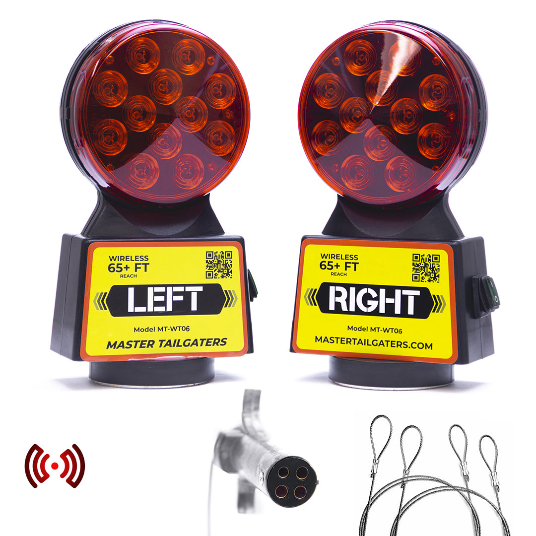 Wireless Magnetic Trailer Tow Lights | 65 Foot Range | 4 Pin Round, 4 ...